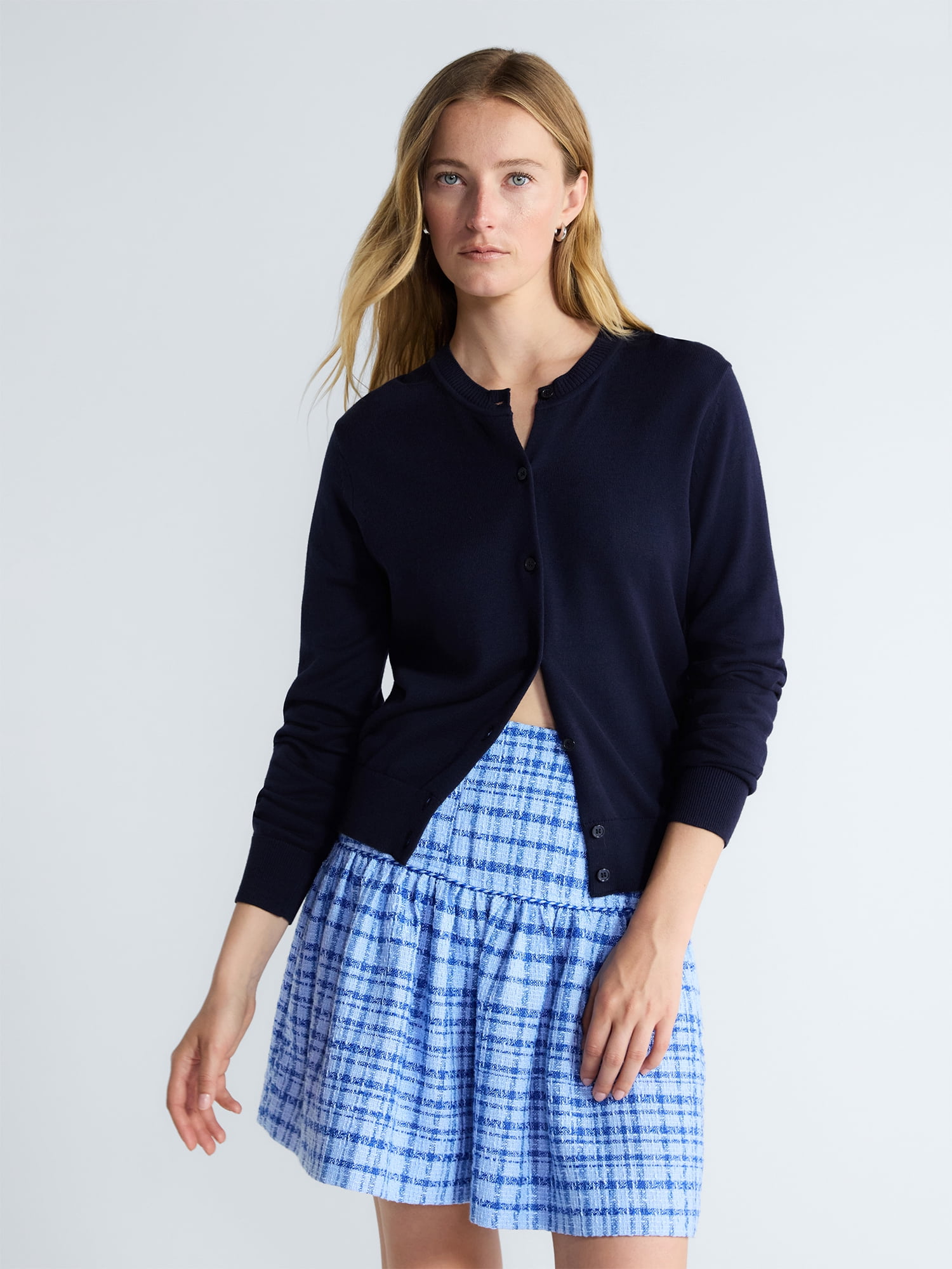 Free Assembly Women's Classic Cardigan Sweater with Long Sleeves ...