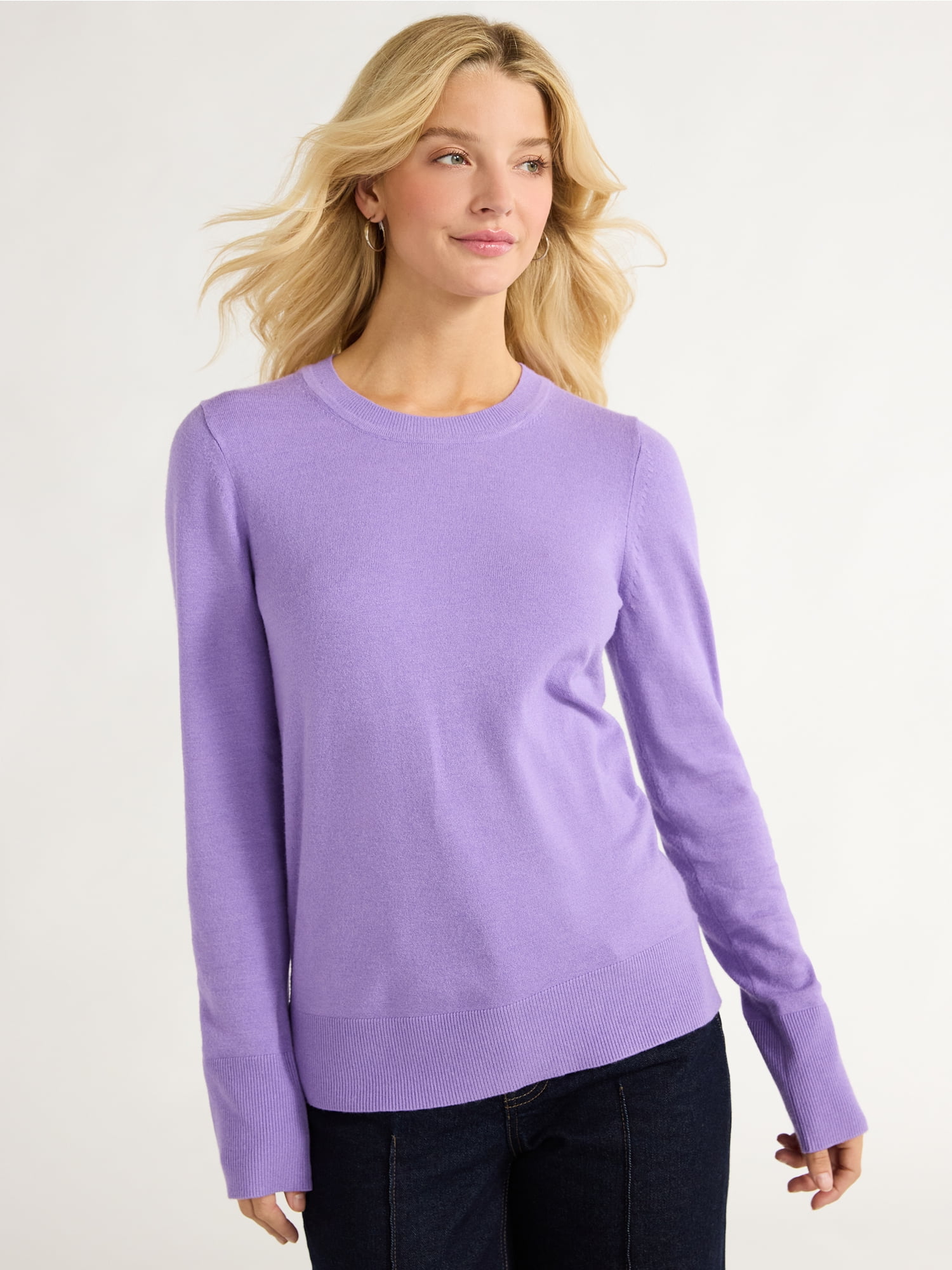Free Assembly Women’s and Women's Plus Cozy Yarn Crewneck Sweater with ...