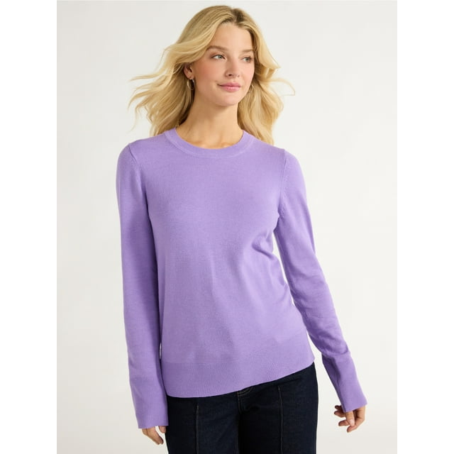 Free Assembly Women’s and Women's Plus Cozy Yarn Crewneck Sweater with ...