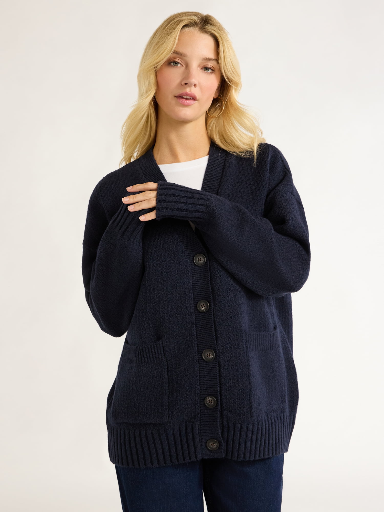 Free Assembly Cardigan Sweater - Cozy Oversized Sweater - Walmart.com