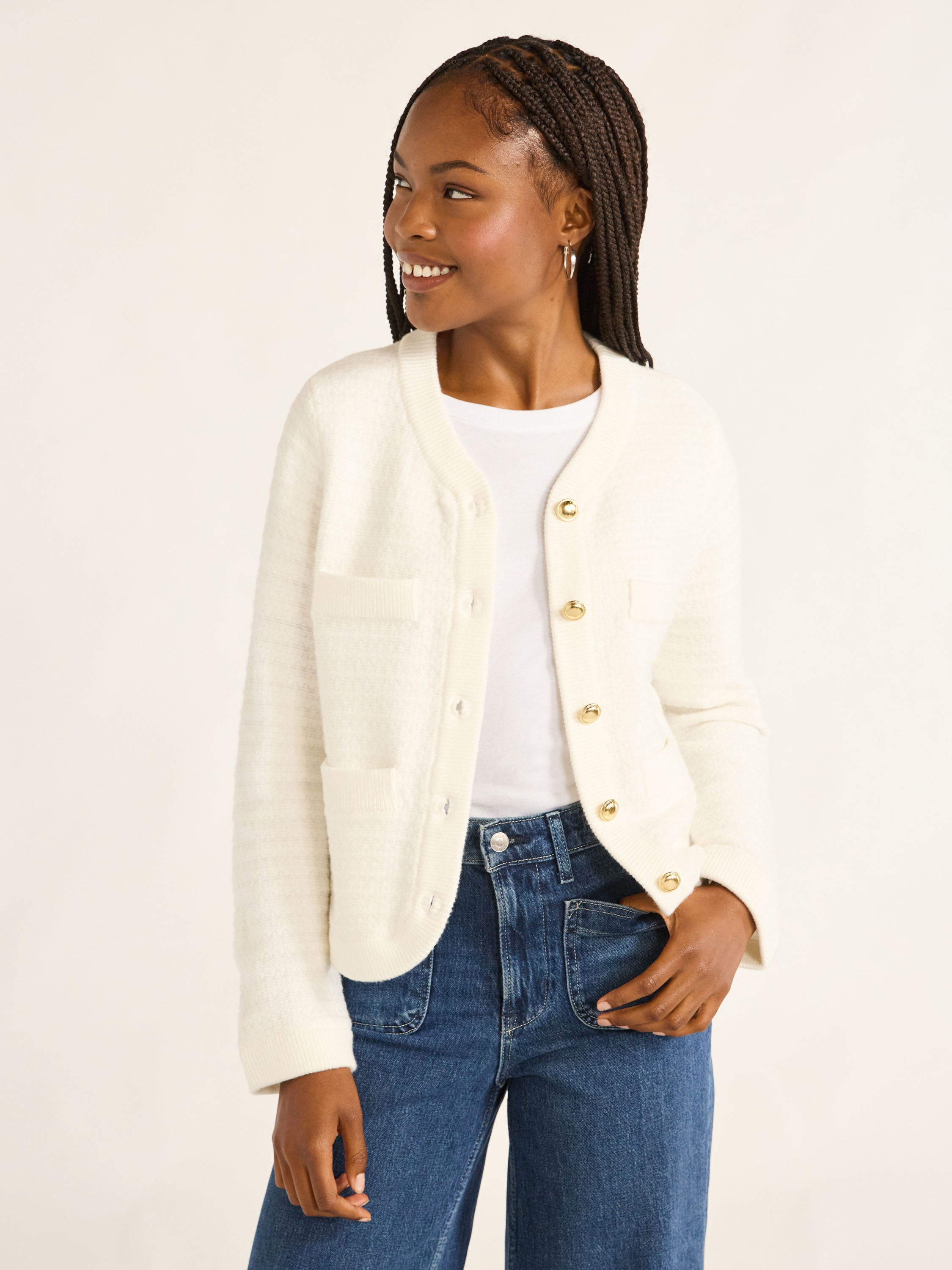 Free Assembly Women’s and Women 's Plus Welt Pocket Cardigan Sweater ...
