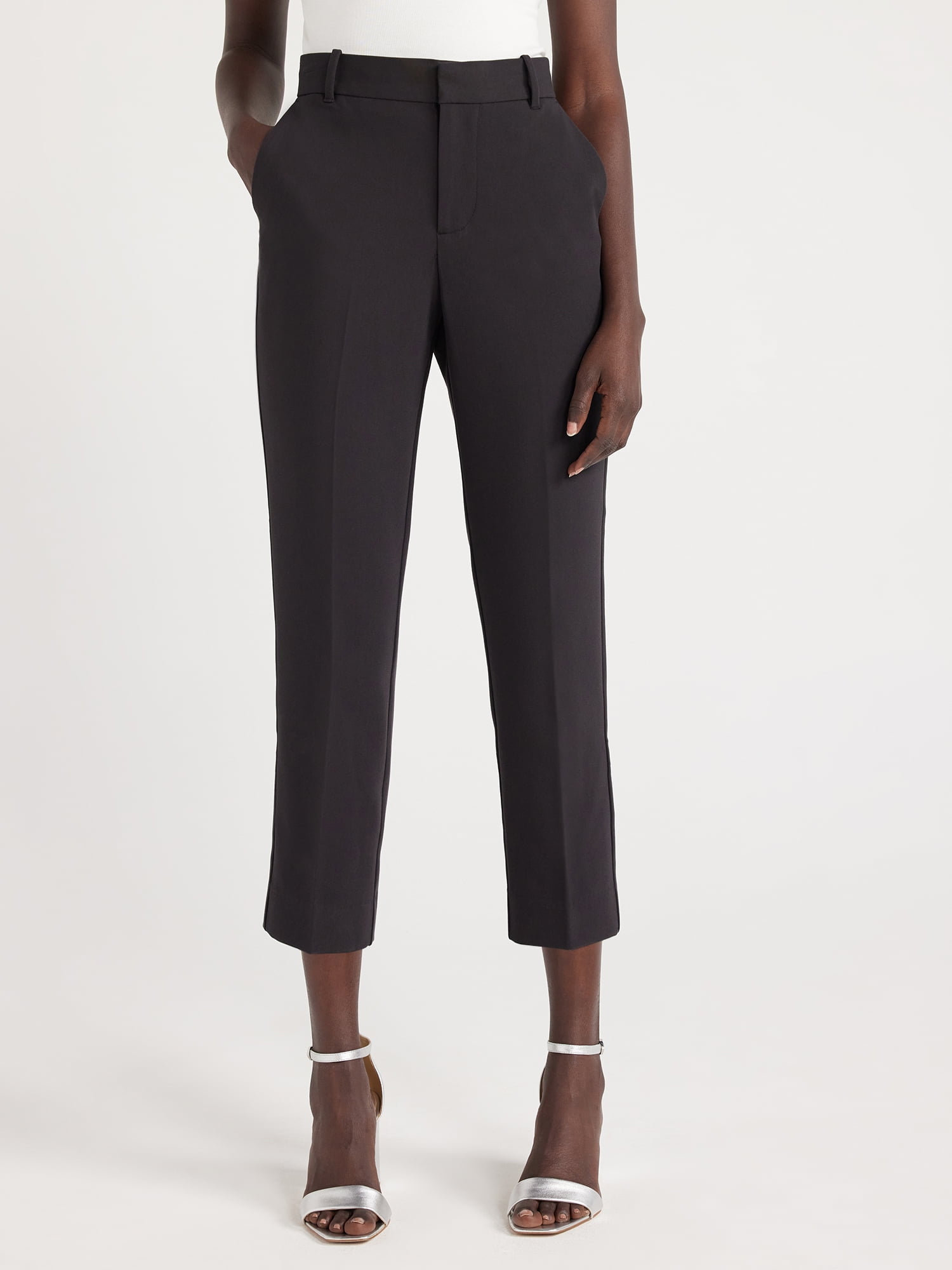 Free Assembly Women’s Mid Rise Slim Tailored Trousers, 26” Inseam ...