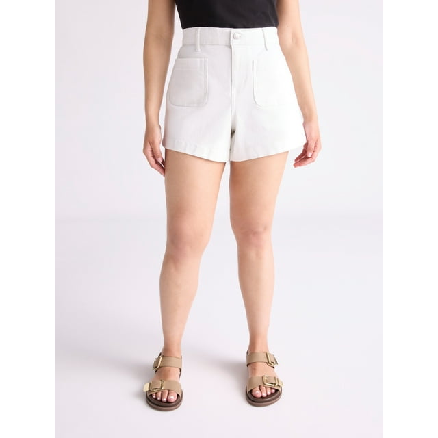 Free Assembly Women's and Women's Plus Patch Pocket Denim Shorts, 4 ...