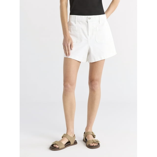 Free Assembly Women's and Women's Plus Patch Pocket Denim Shorts, 4 ...