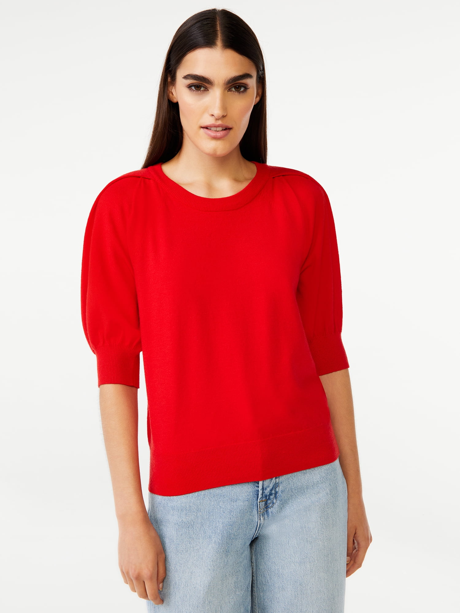 Free Assembly Women's Pleat Shoulder Sweater - Walmart.com