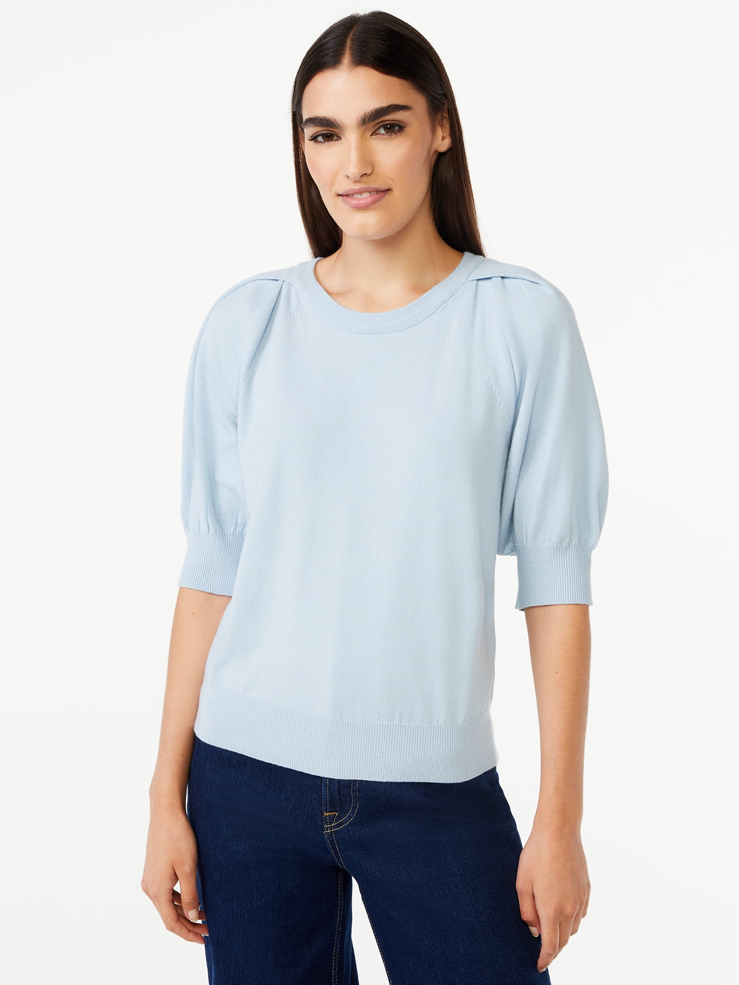 Free Assembly Women's Pleat Shoulder Sweater - Walmart.com