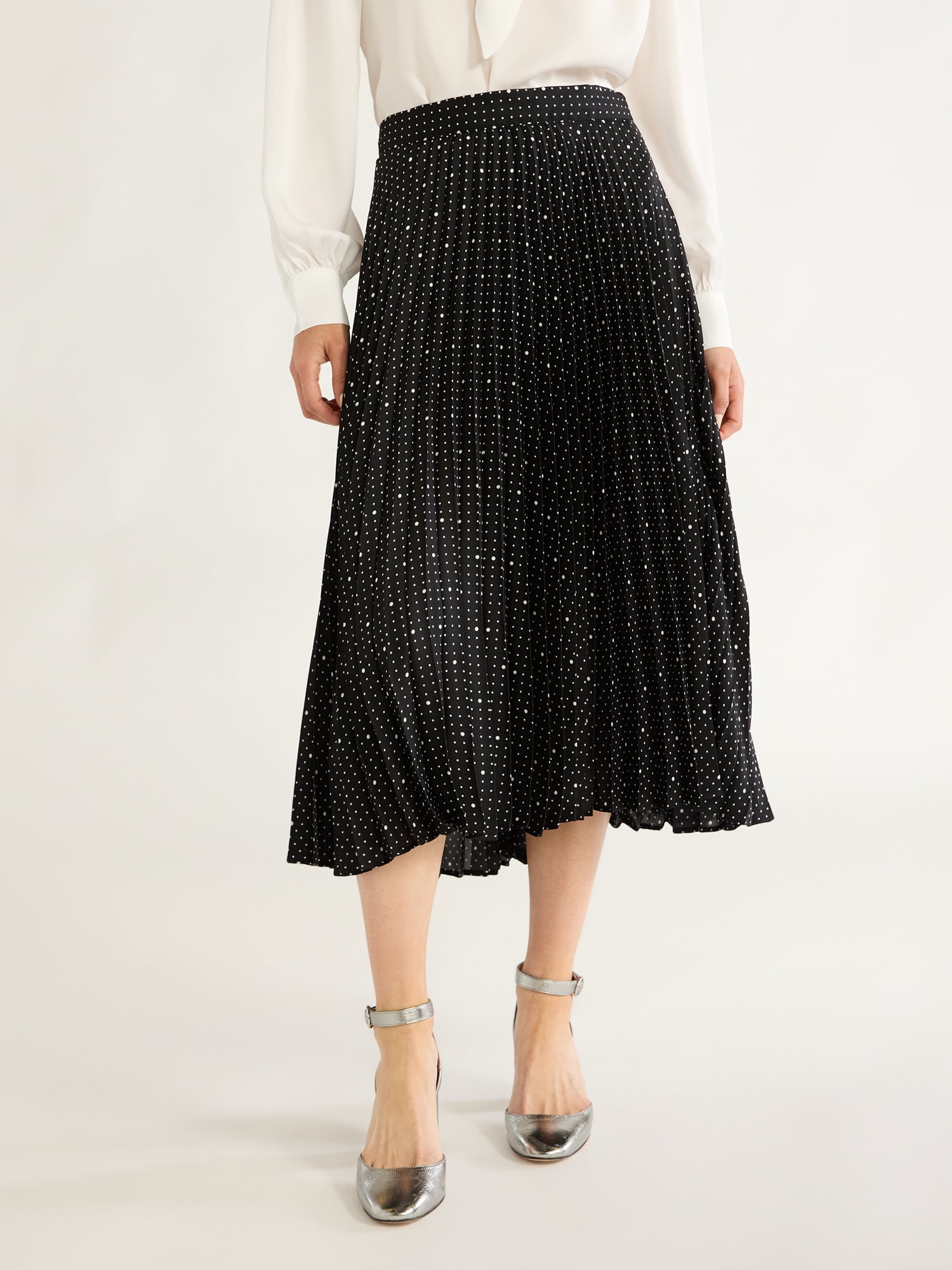 Free Assembly Pleated Midi Skirt - A-Line Style - Walmart.com