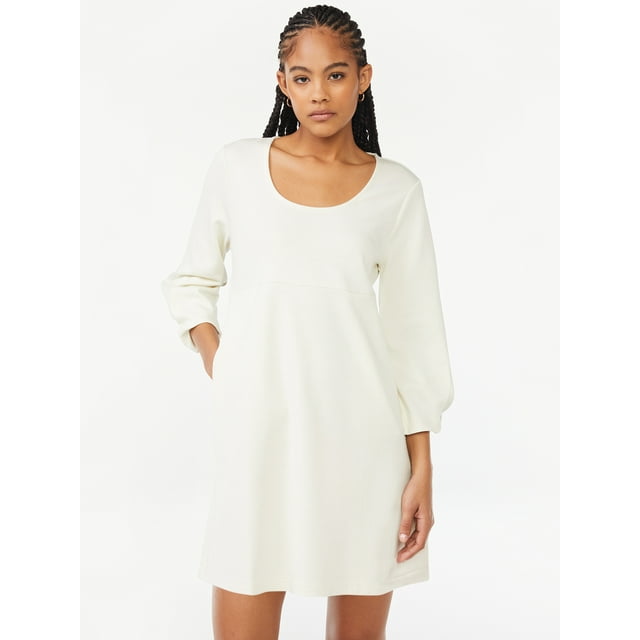 Free Assembly Women's Pleated U Neck Mini Dress - Walmart.com