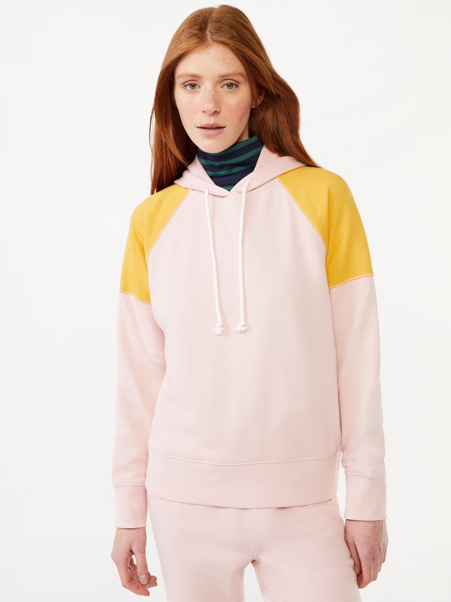 Free Assembly Women's Soft Pullover Hoodie with Colorblocked Raglan ...