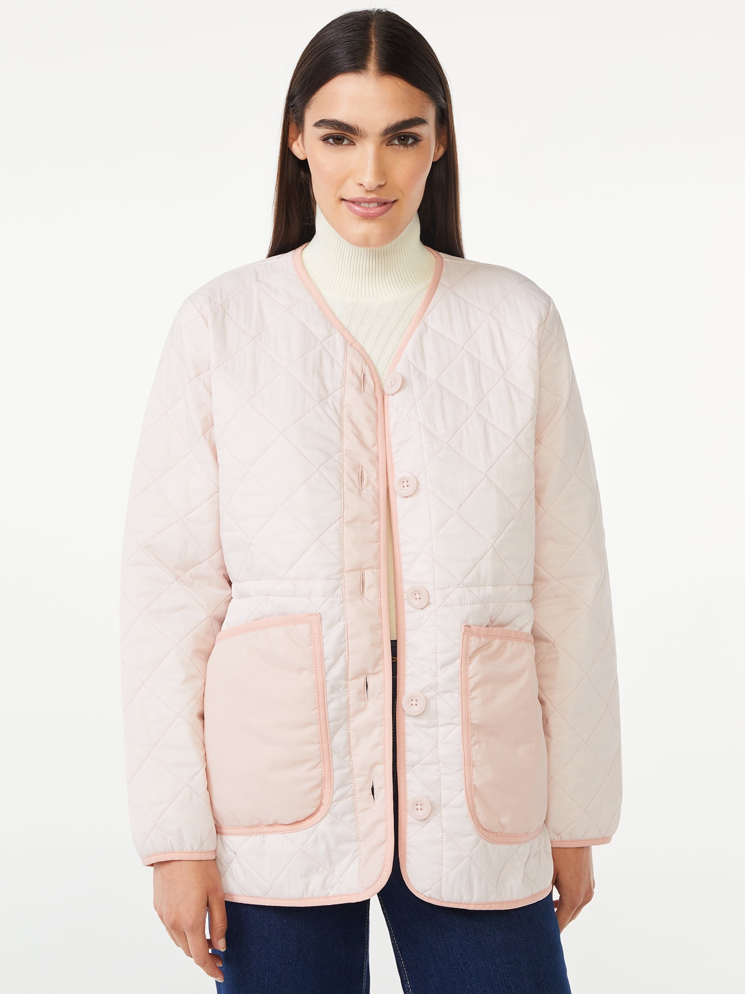 Free Assembly Women's Quilted Cinched Waist Liner Jacket - Walmart.com
