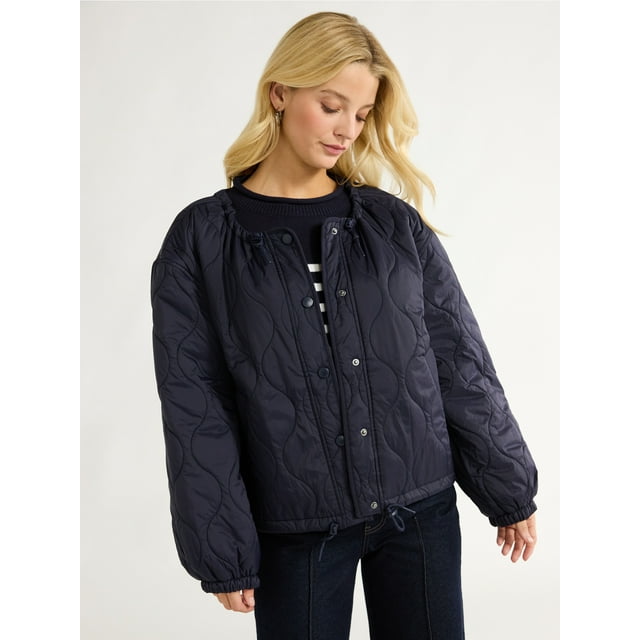 Free Assembly Women's Quilted Parachute Jacket, XS-XXL - Walmart.com