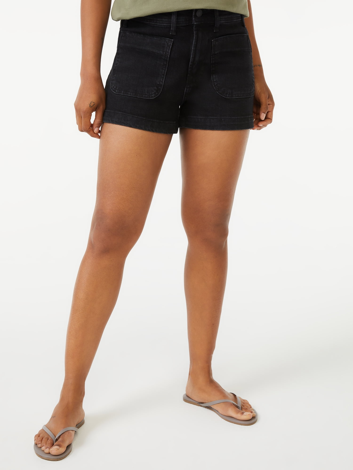 Free Assembly Women's Retro Patch Pocket Shorts - Walmart.com