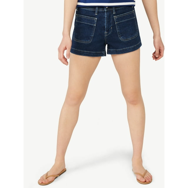 Free Assembly Women's Retro Patch Pocket Shorts - Walmart.com