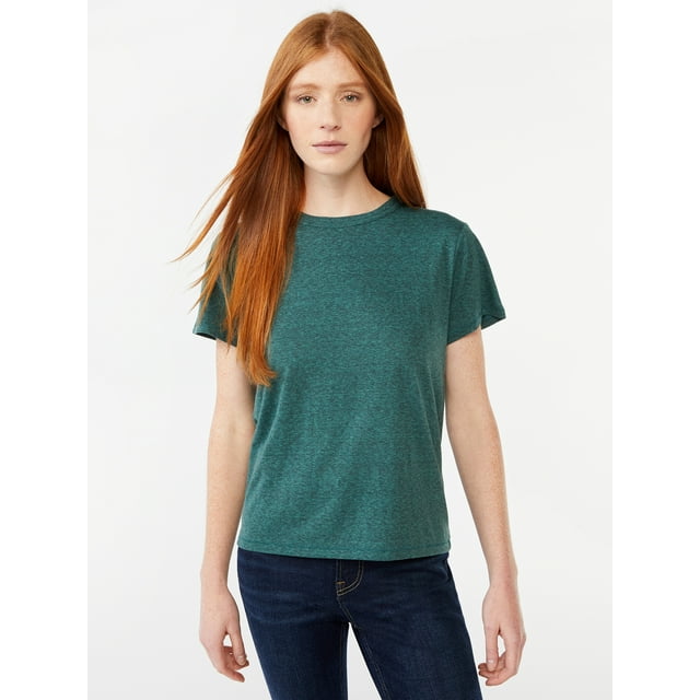 Free Assembly Women's Ringer Tee with Short Sleeves, Sizes XS-XXXL ...