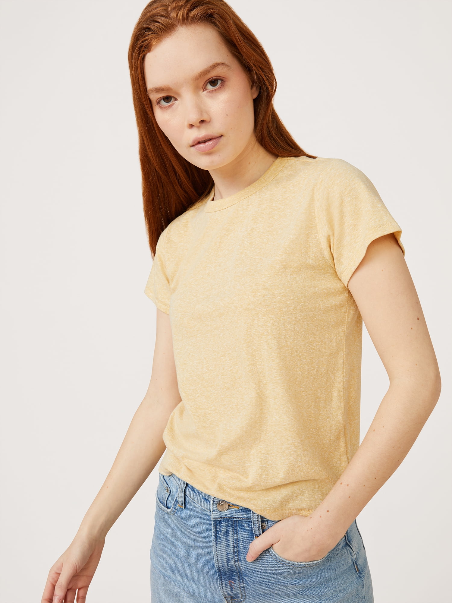 Free Assembly Women's Ringer Tee with Short Sleeves, Sizes XS-XXXL ...