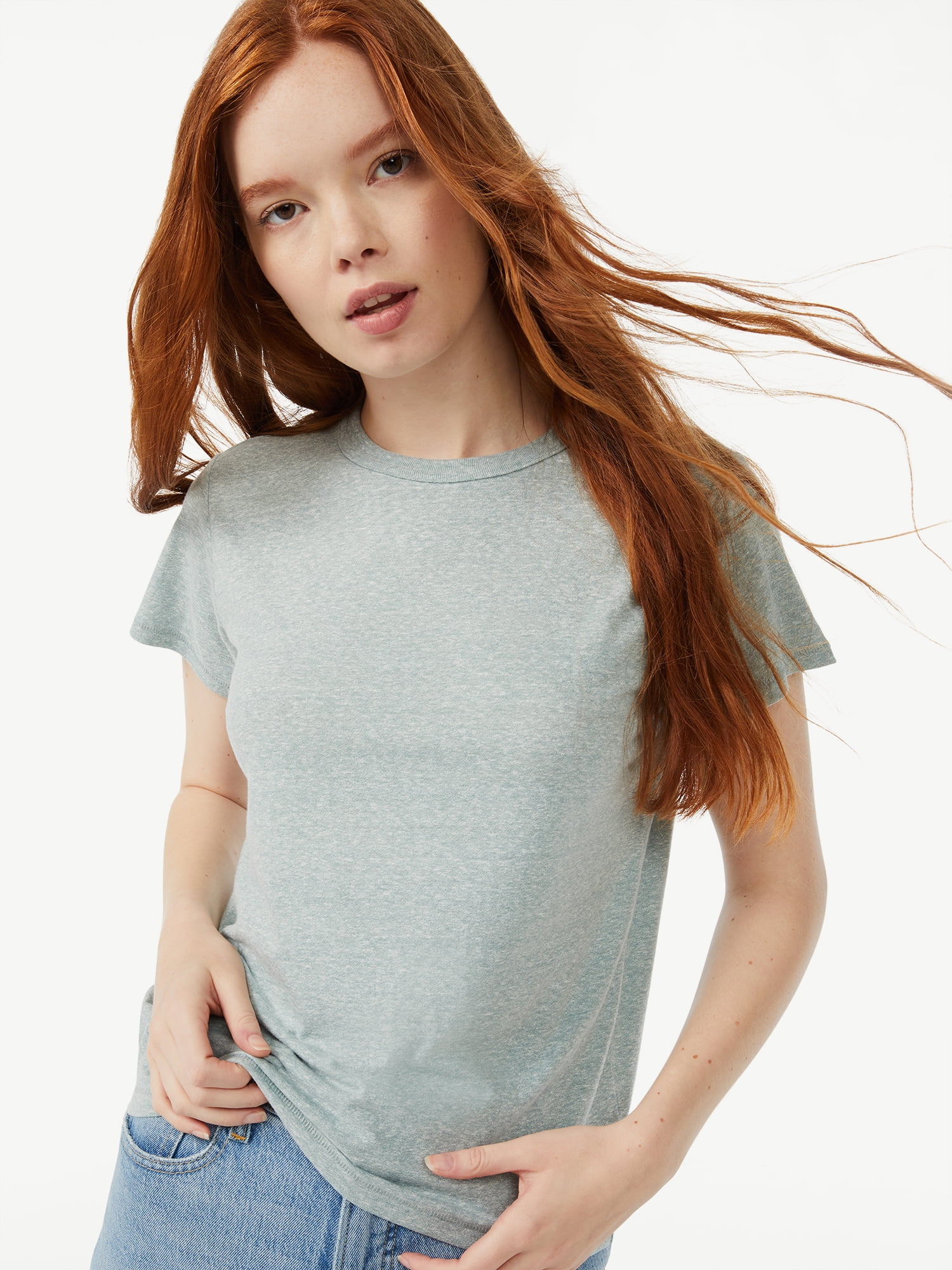 Free Assembly Women's Ringer Tee with Short Sleeves, Sizes XS-XXXL ...