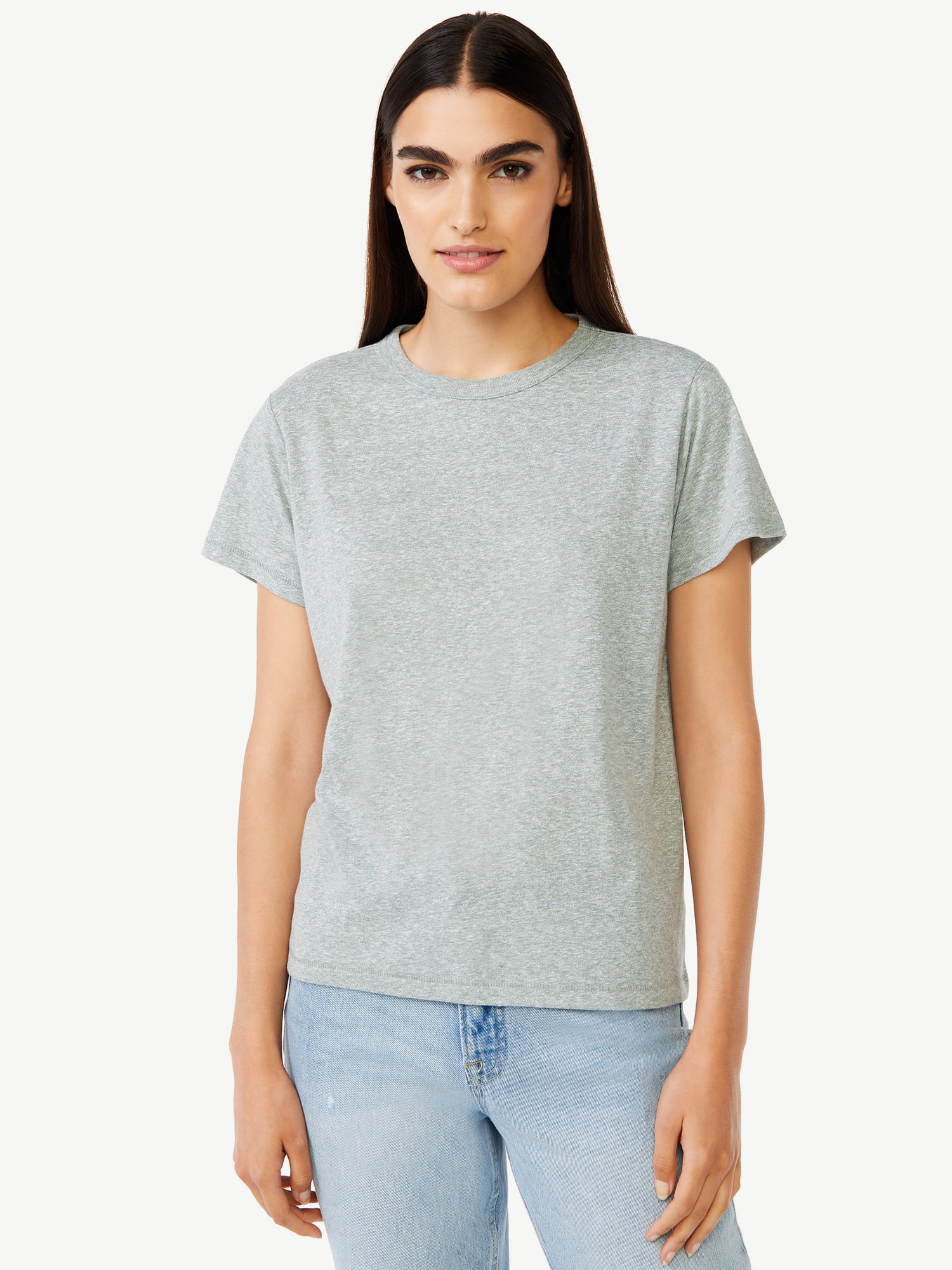 Free Assembly Women's Ringer Tee with Short Sleeves, Sizes XS-XXXL ...