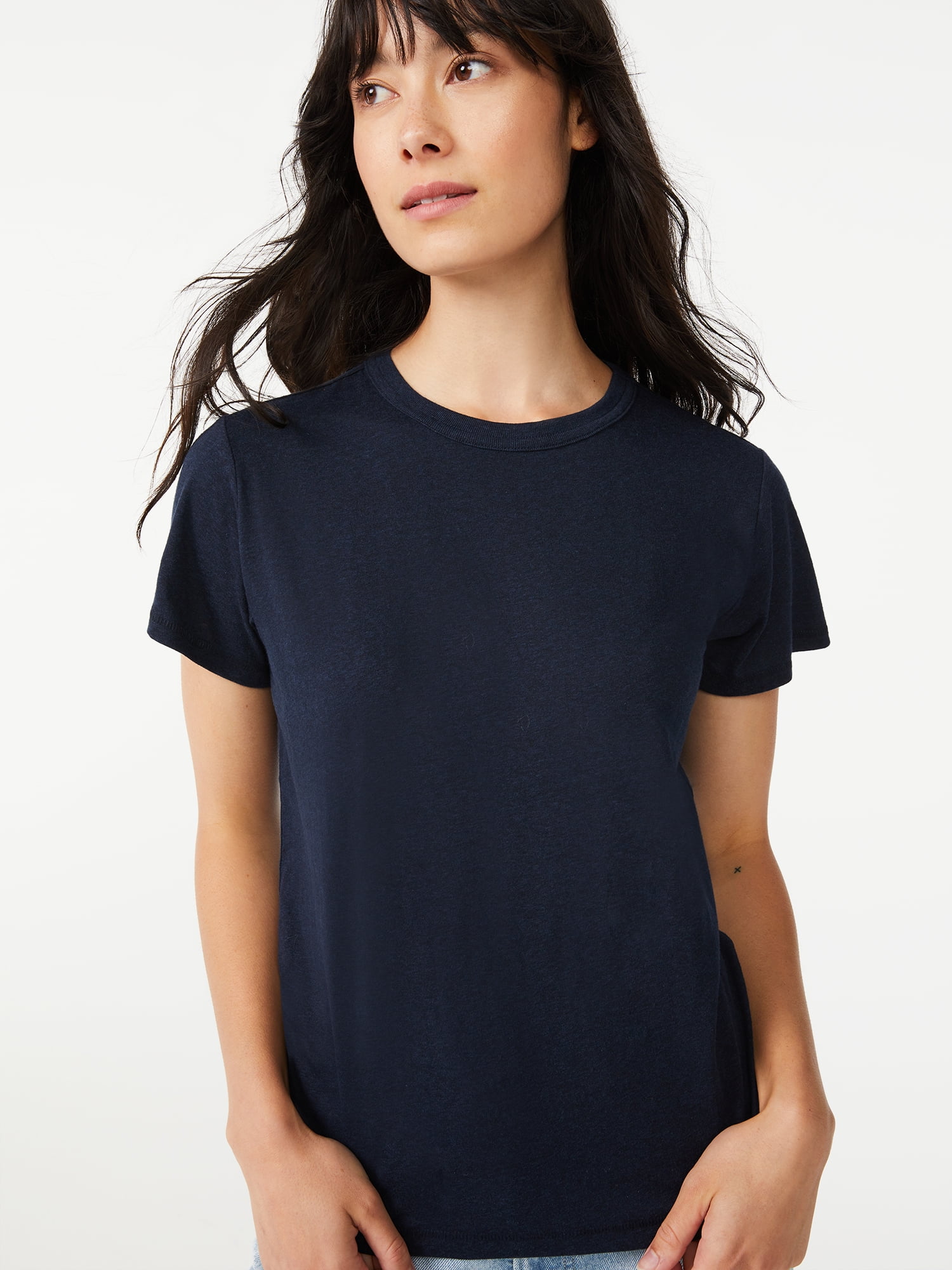 Free Assembly Women's Ringer Tee with Short Sleeves, Sizes XS-XXXL ...