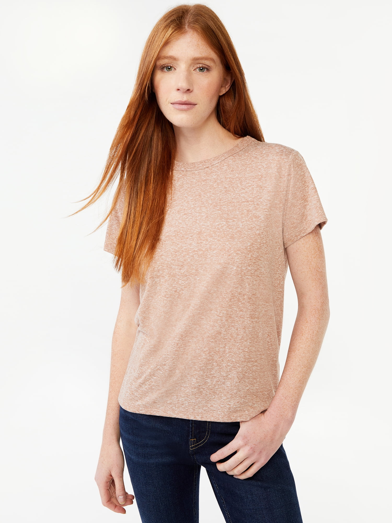 Free Assembly Women's Ringer Tee with Short Sleeves, Sizes XS-XXXL ...