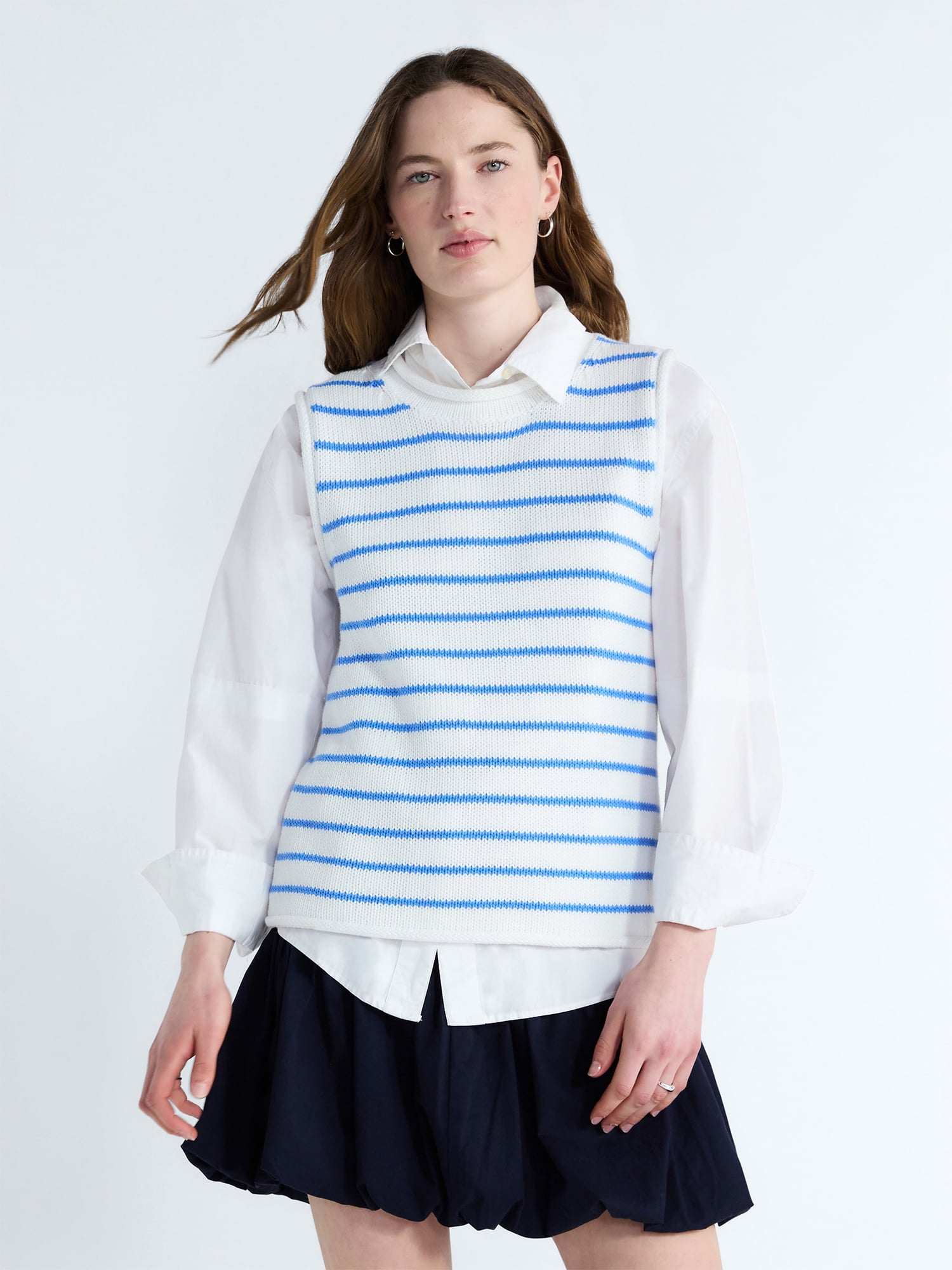 Free Assembly Women's Roll Neck Cotton Sweater Shell, Lightweight ...