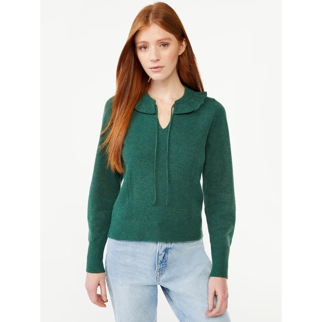 Free Assembly Women's Ruffle Collar Sweater - Walmart.com