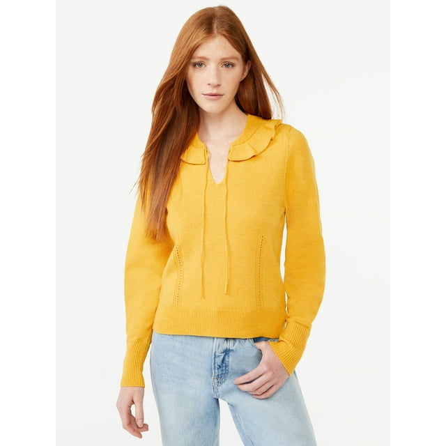Free Assembly Women's Ruffle Collar Sweater - Walmart.com