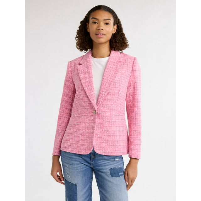 Free Assembly Women’s Single Breasted Tweed Blazer, Sizes XS-XXXL ...
