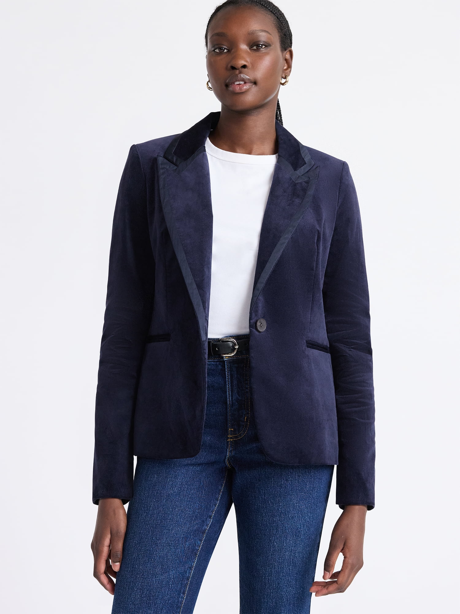 Free Assembly Women's Single Breasted Velvet Blazer, Sizes XS-XXL ...