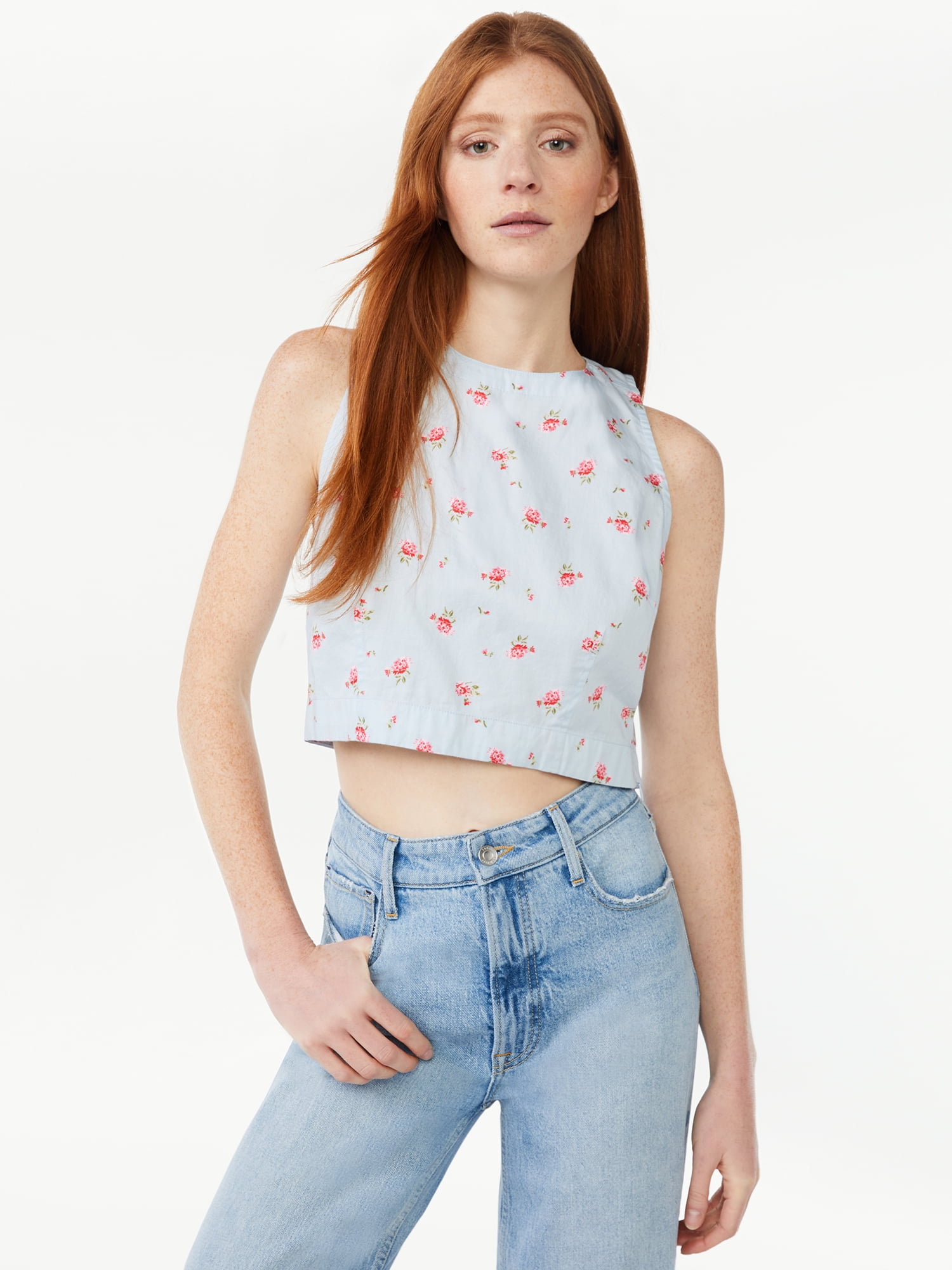 Free Assembly Women's Sleeveless Crewneck Bodice Crop Top - Walmart.com