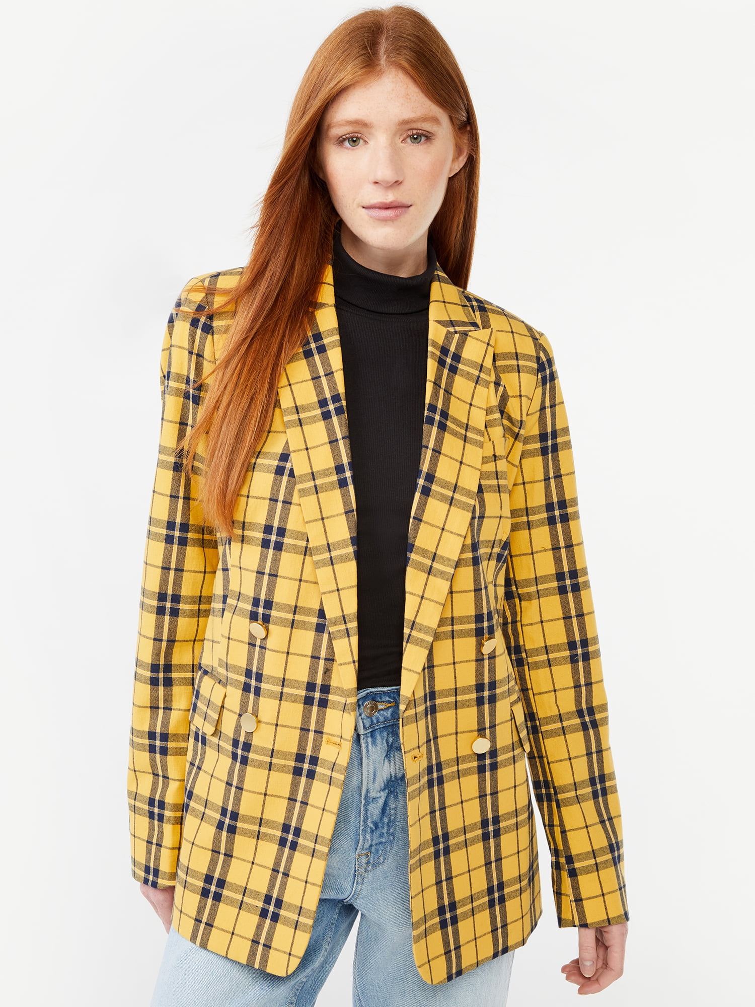 Free Assembly Women's Slim Double Breasted Blazer - Walmart.com