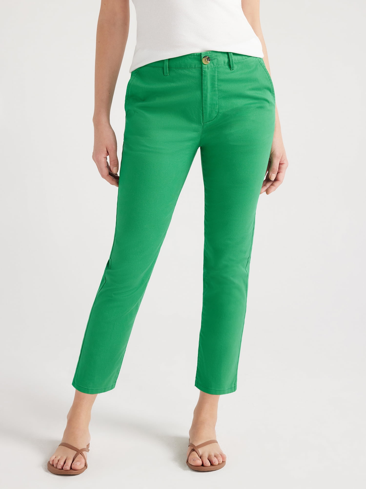 Free Assembly Women’s Slim Straight Chino Pants, 26” Inseam, Sizes 0-20 ...