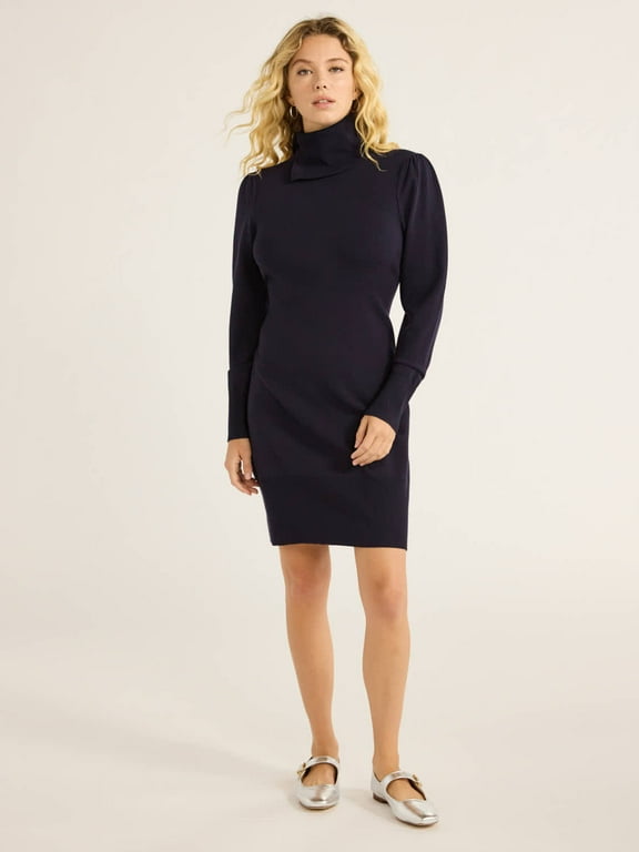 Free Assembly Women’s and Women's Plus Cozy Yarn Mini Sweater Dress ...