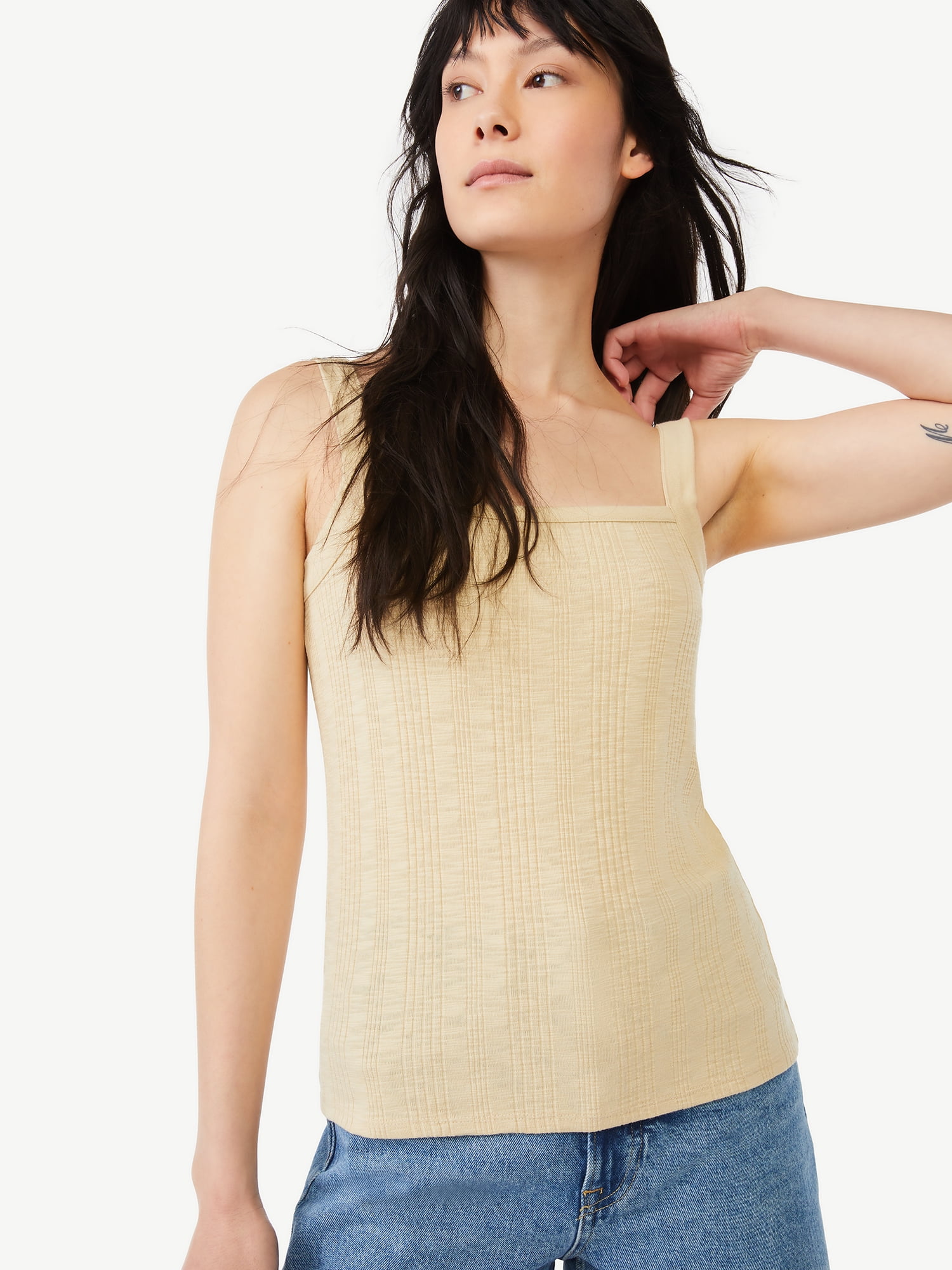 Free Assembly Women's Square Neck Tank Top - Walmart.com