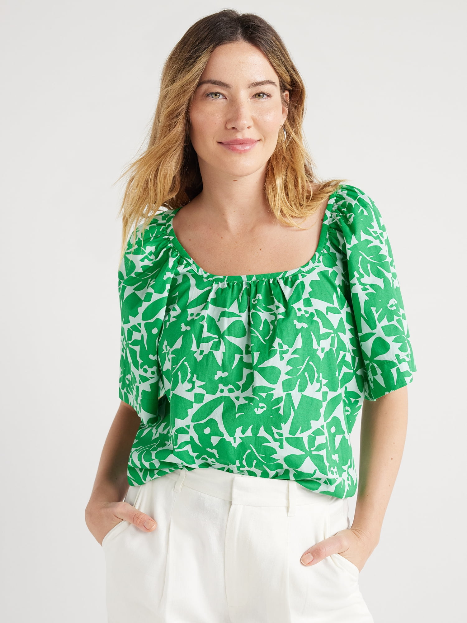 Assembly Square Neck Top - Sleeve women's Shirt - Walmart.com