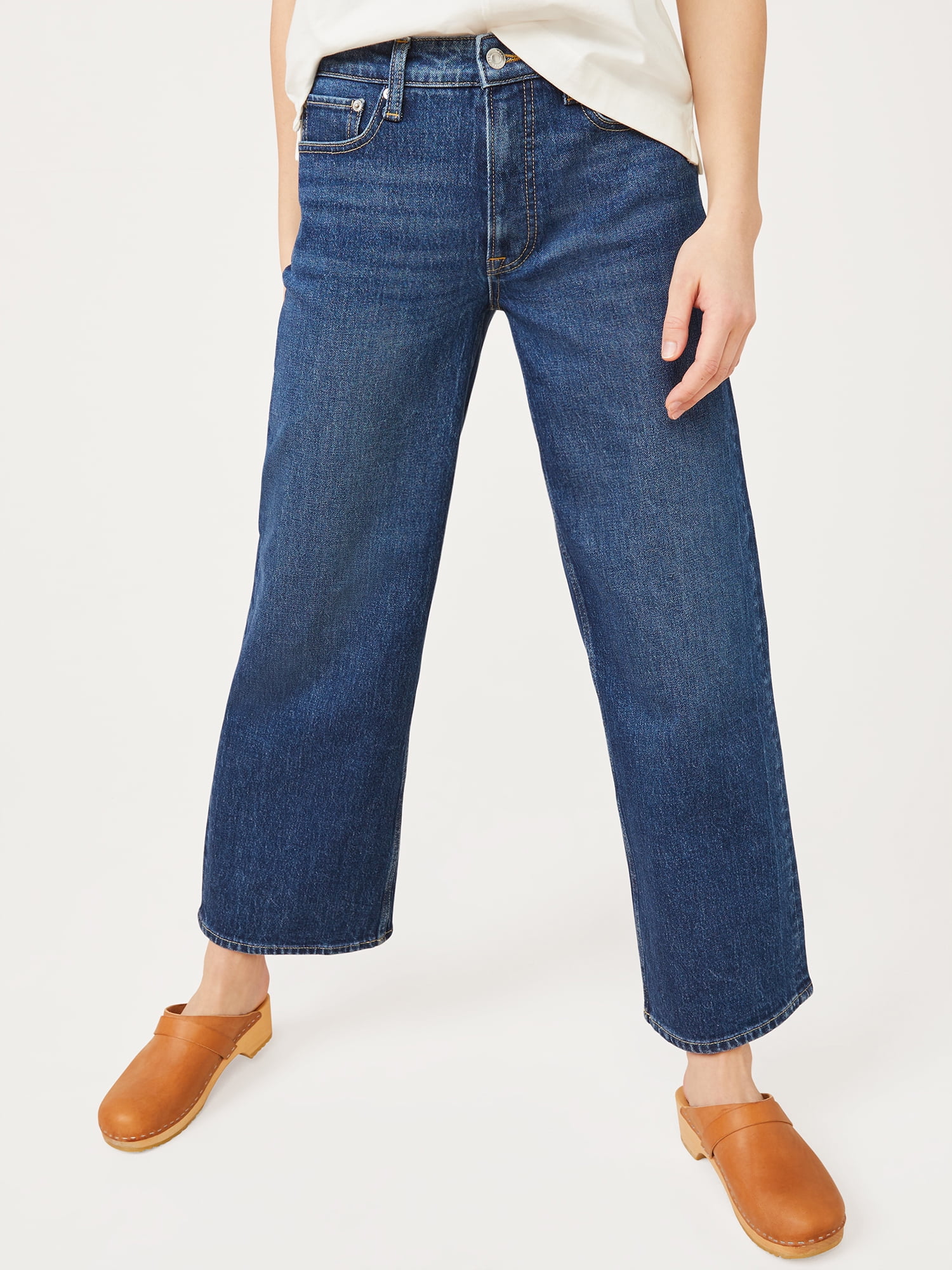 Free Assembly Women's Super High Rise Crop Wide Straight Jean - Walmart.com