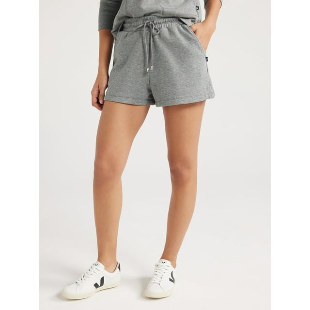 Free Assembly Women's Sweat Shorts with Side Slits, Adjustable Waist ...