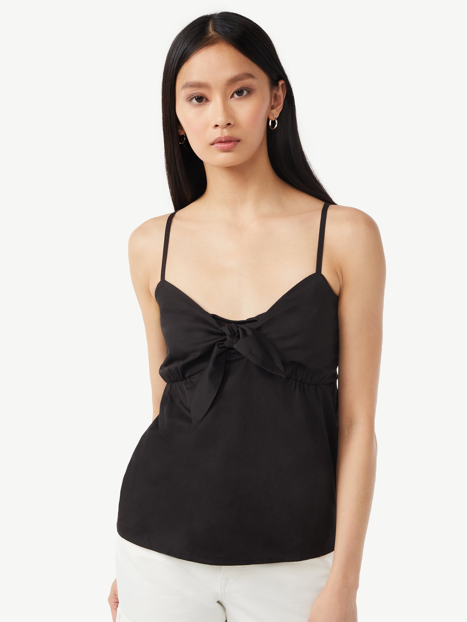 Free Assembly Women's Tank Top with Tie Front - Walmart.com
