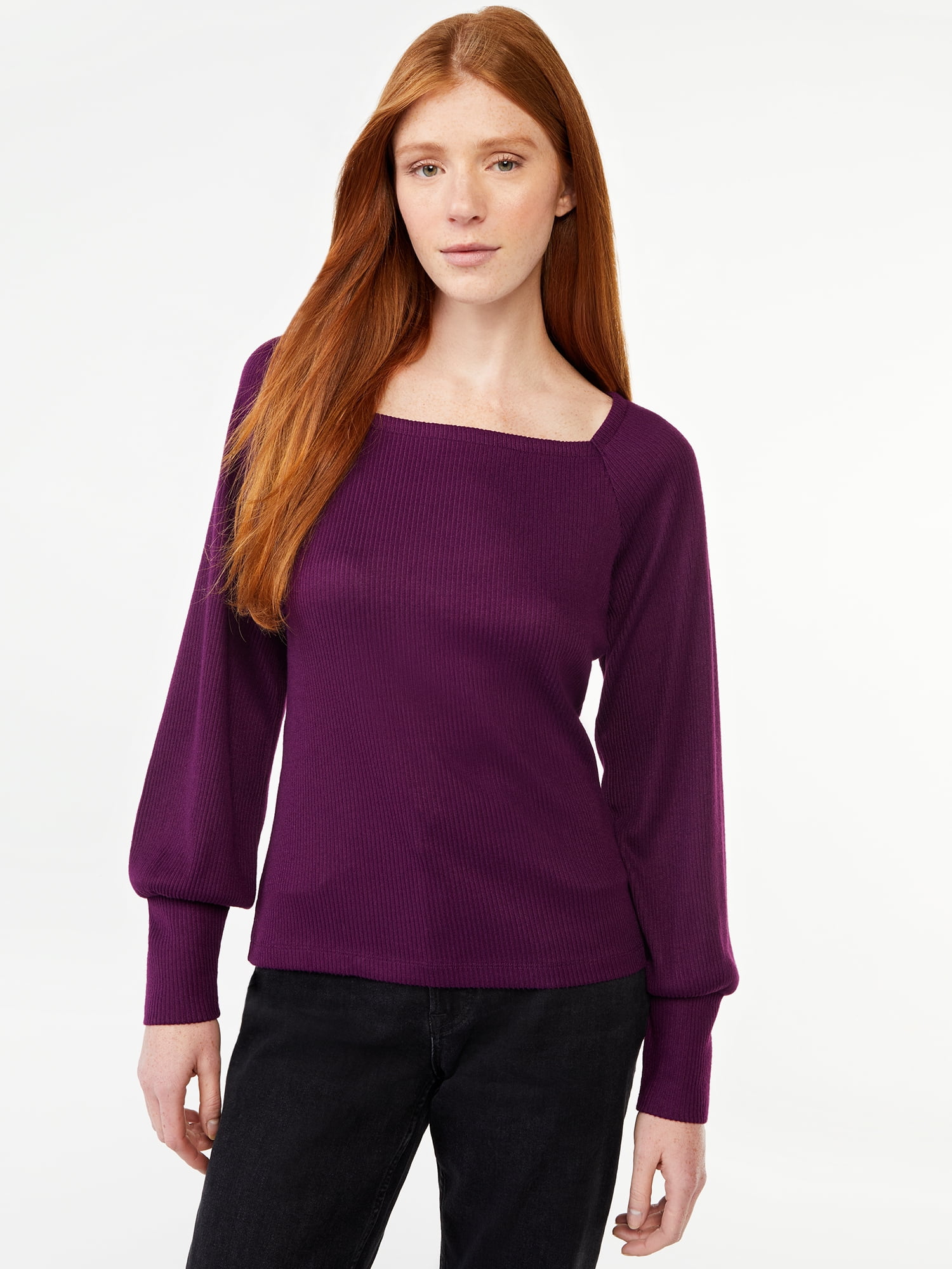 Free Assembly Women's Tie Back Top with Blouson Sleeves - Walmart.com