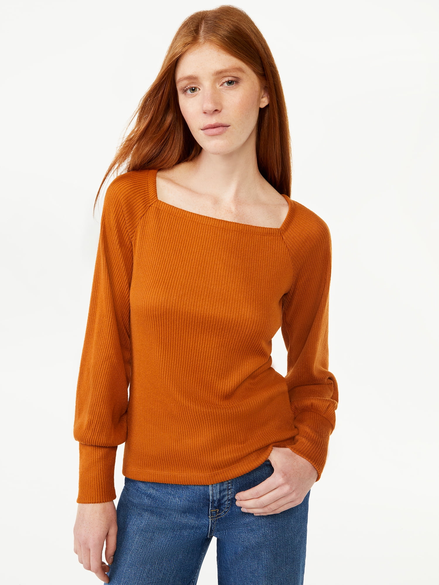 Free Assembly Women's Tie Back Top with Blouson Sleeves - Walmart.com