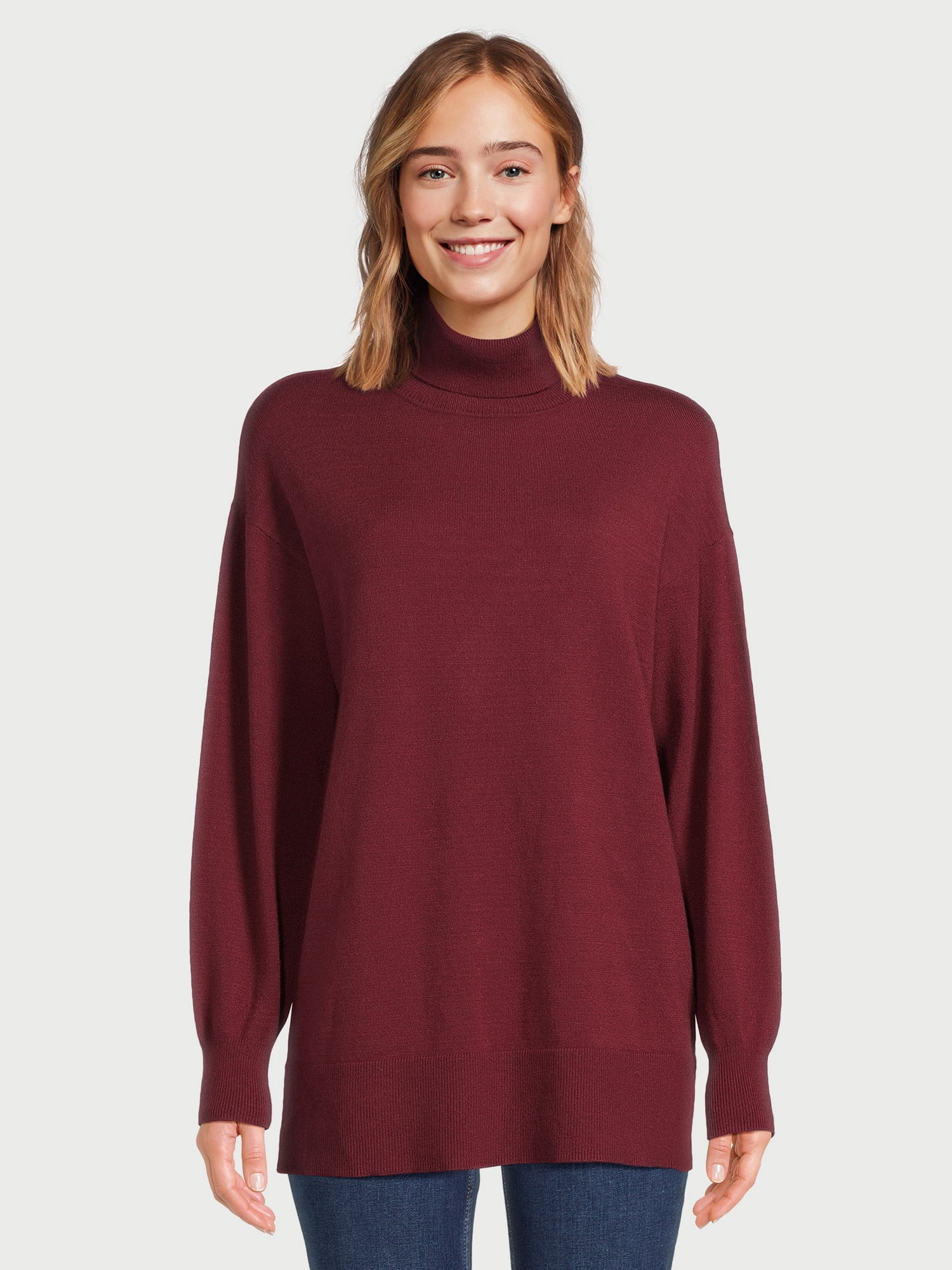 Free Assembly Women's Turtleneck Tunic Sweater, Midweight, Sizes XS ...