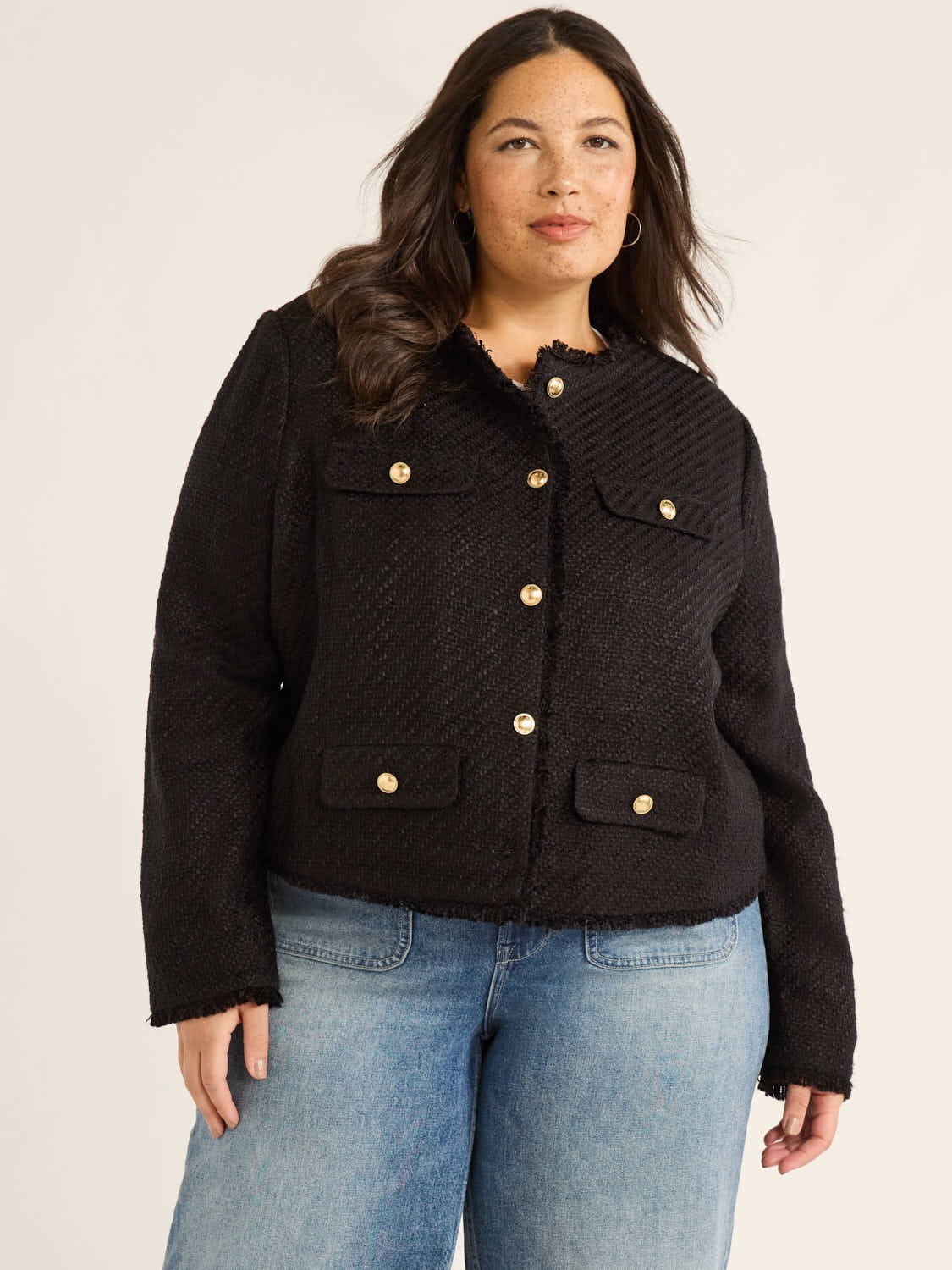 Free Assembly Women’s and Women's Plus Tweed Jacket, Sizes XS-4X ...
