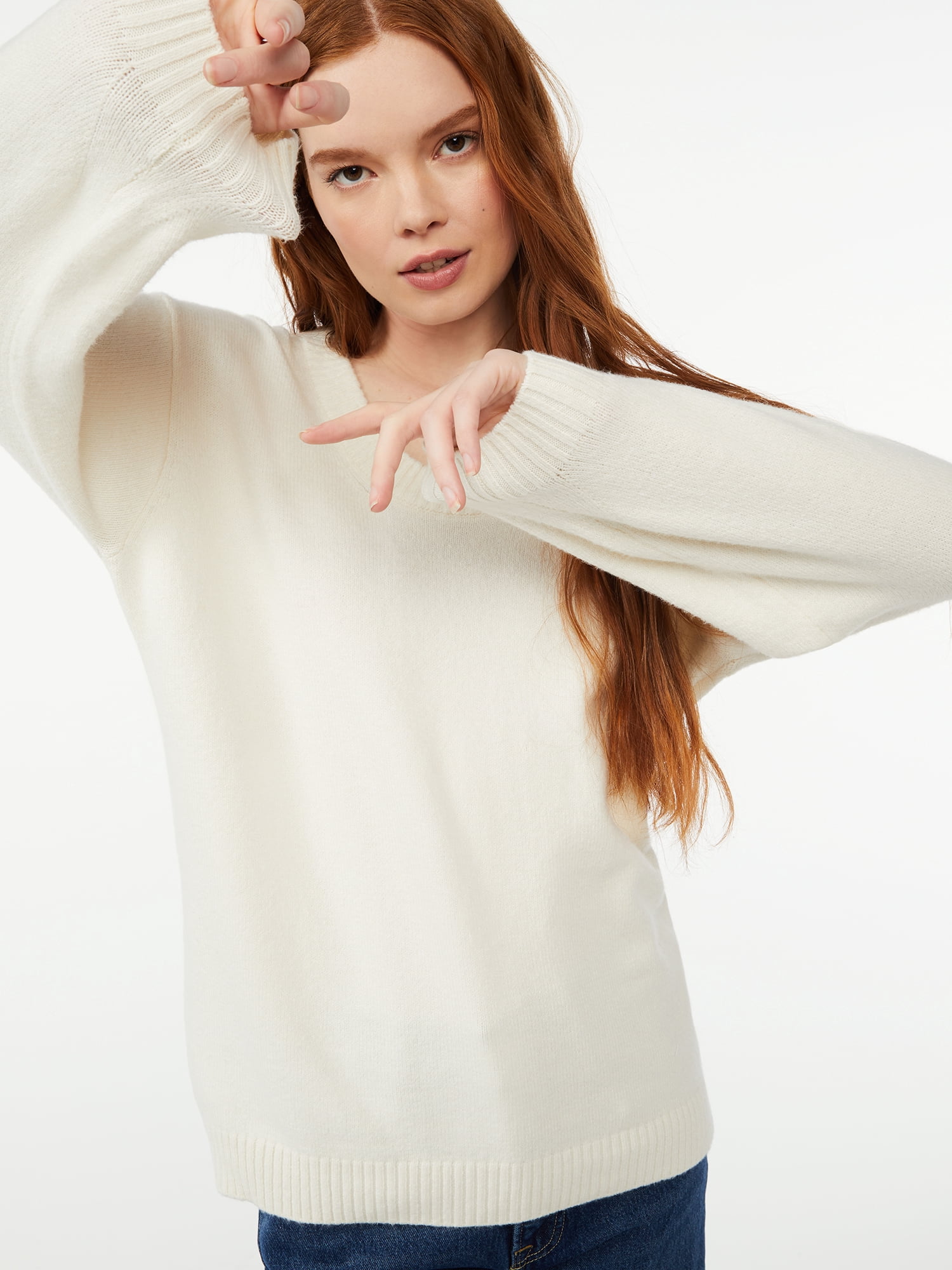 Free Assembly Women's U Neck Tunic Sweater - Walmart.com