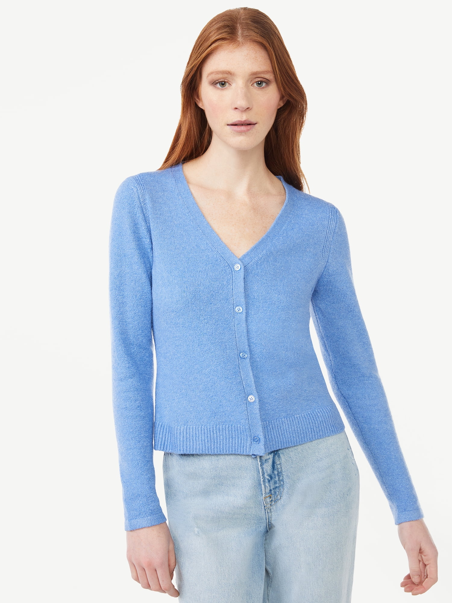Free Assembly Women's V-Neck Cardigan Sweater, Lightweight - Walmart.com