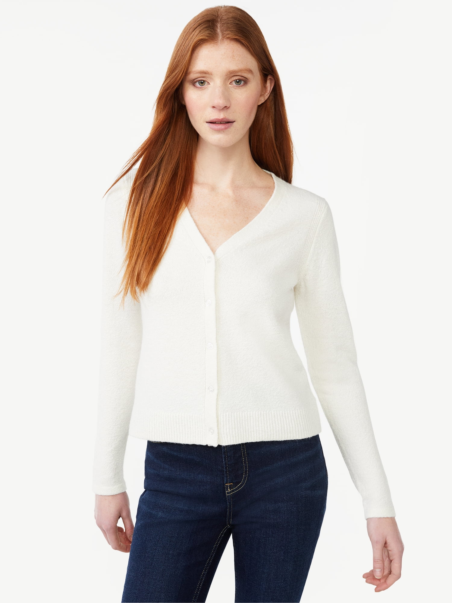 Free Assembly Women's V-Neck Cardigan Sweater, Lightweight - Walmart.com