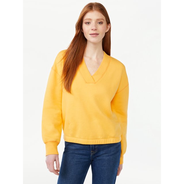 Free Assembly Women's V-Neck Sweatshirt with Long Sleeves - Walmart.com