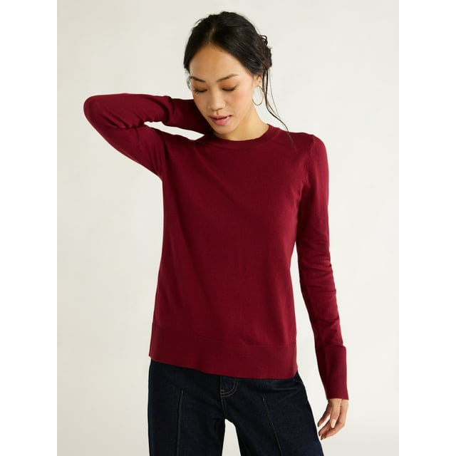 Free Assembly Women’s and Women's Plus Cozy Yarn Crewneck Sweater with ...