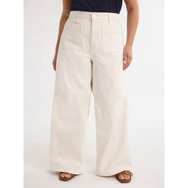 Free Assembly's Women's and Women's Plus Wide Leg Jeans with Patch ...