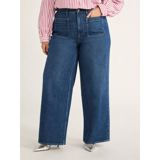 Free Assembly Wide Leg Jeans - Plus Size Women - Walmart.com