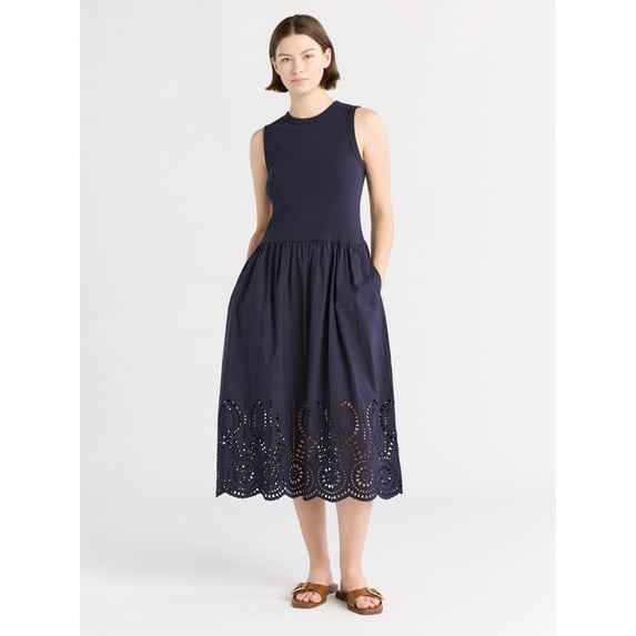 Free Assembly Women's and Women's Plus Sleeveless Mixy Midi Dress ...