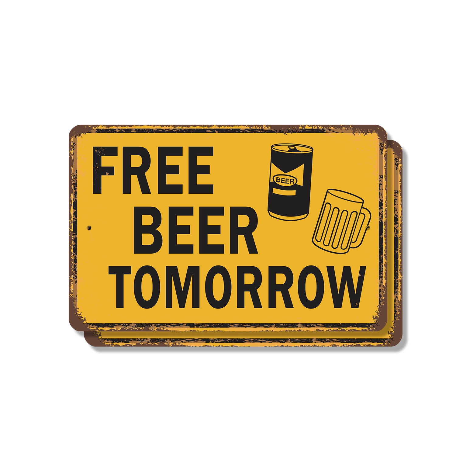 Free Beer Tomorrow (2 Pack) 8 Inch x 12 Inch Novelty Plastic Sign ...